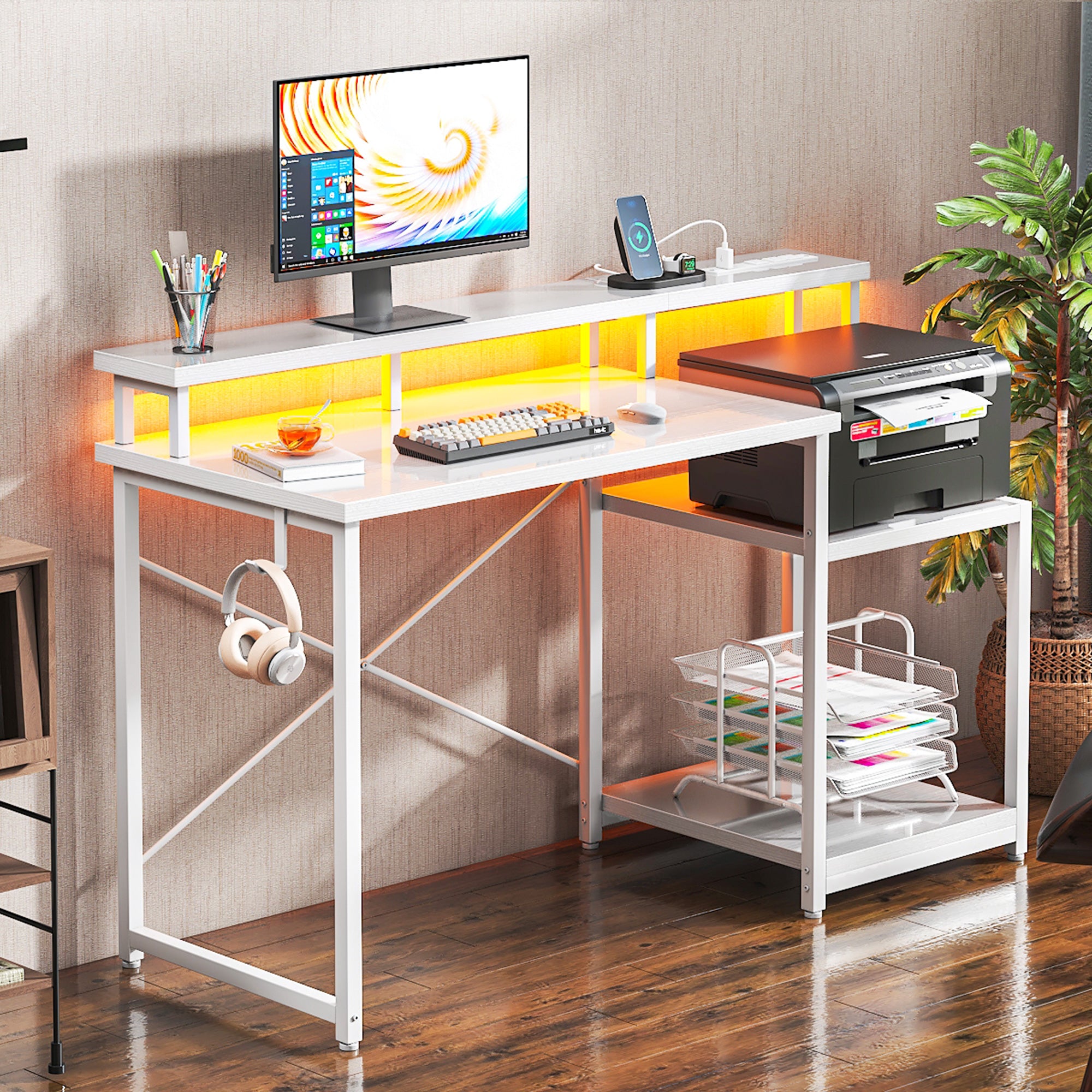 Casacomoda 48 Inch Computer Desk with Monitor Stand,Gaming Desk with U